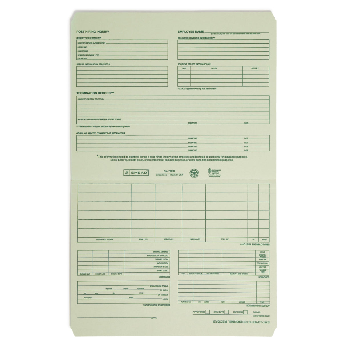 Employee Record File Folders