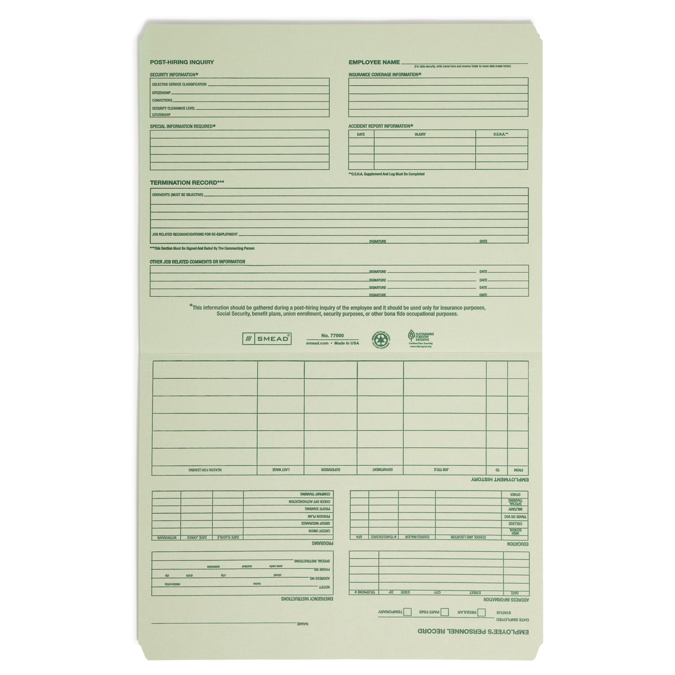 Employee Record File Folders