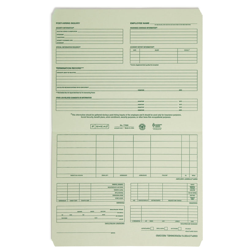 Employee Record File Folders