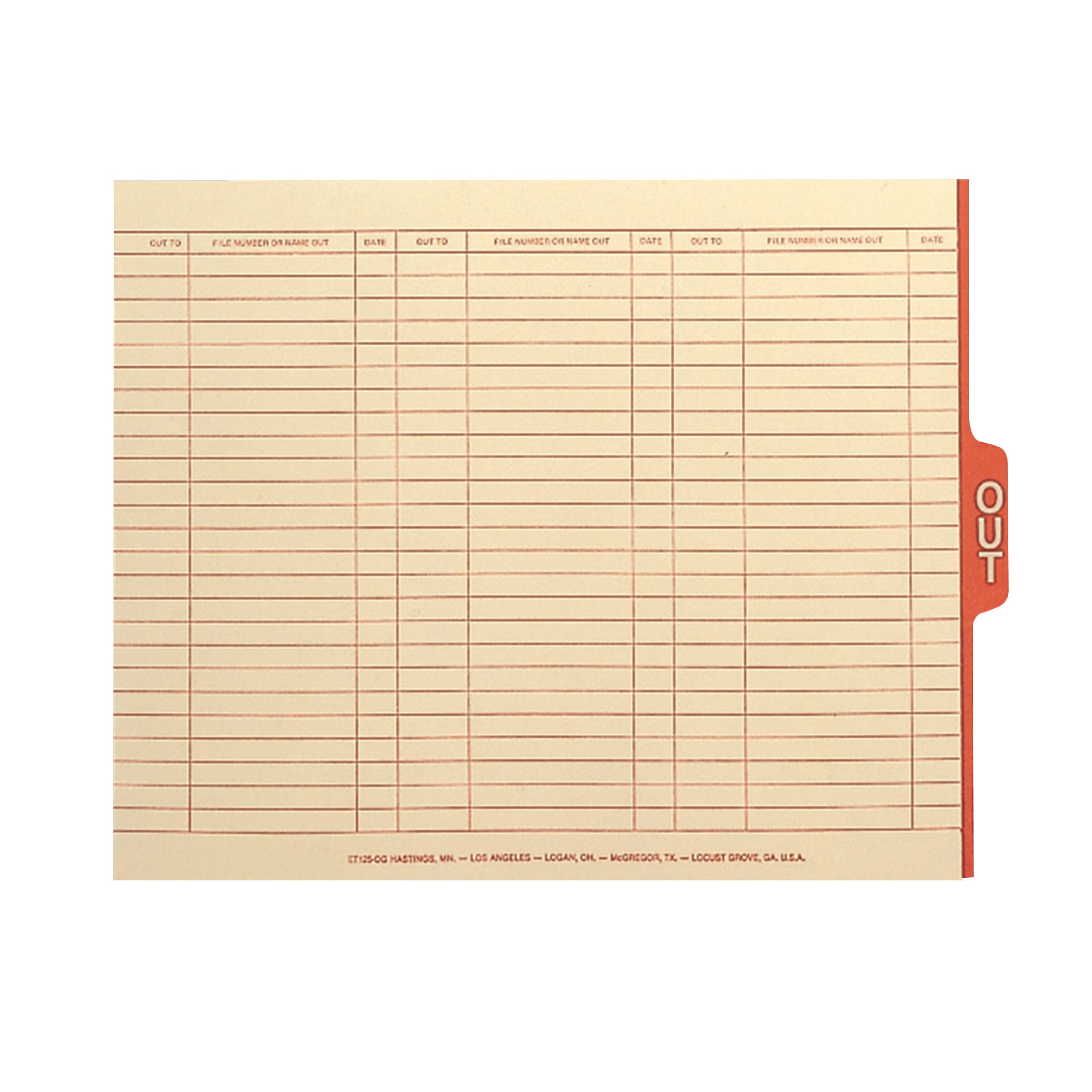 End Tab Out-Guides with Printed Form, 1/5-Cut Tab