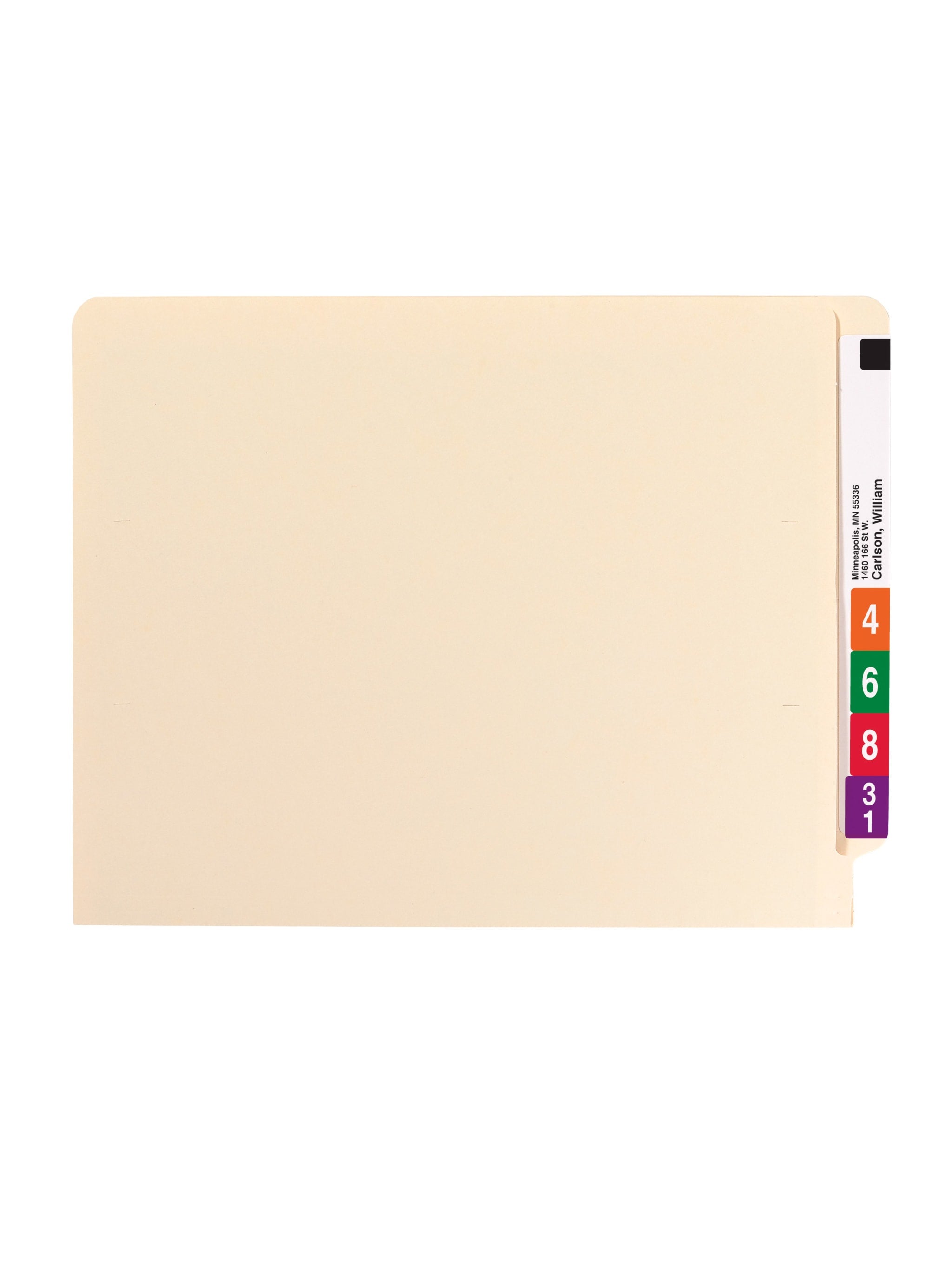 Smead WaterShed® CutLess® End Tab Fastener File Folders, Straight-Cut Tab